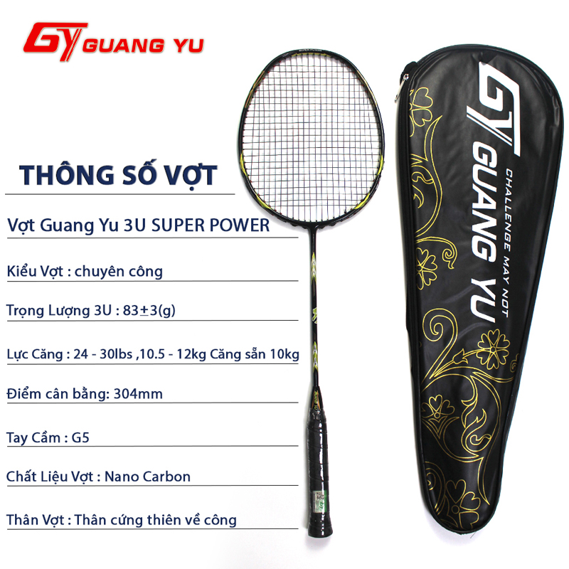Vợt Cầu Lông Guang Yu 3U SUPER POWER Chuyên Tấn Công Khung Vợt Full ...