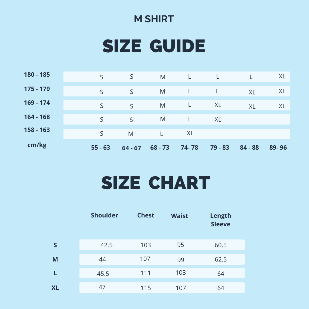 M Shirt Size Guide | MONRIZO