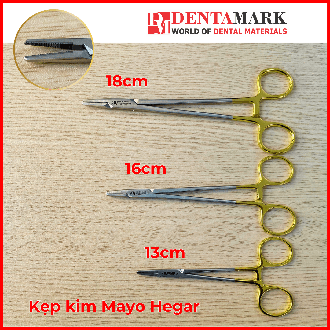 Kìm kẹp kim SA Medical Mayo Hegar TC/Gold 13cm/16cm/18cm