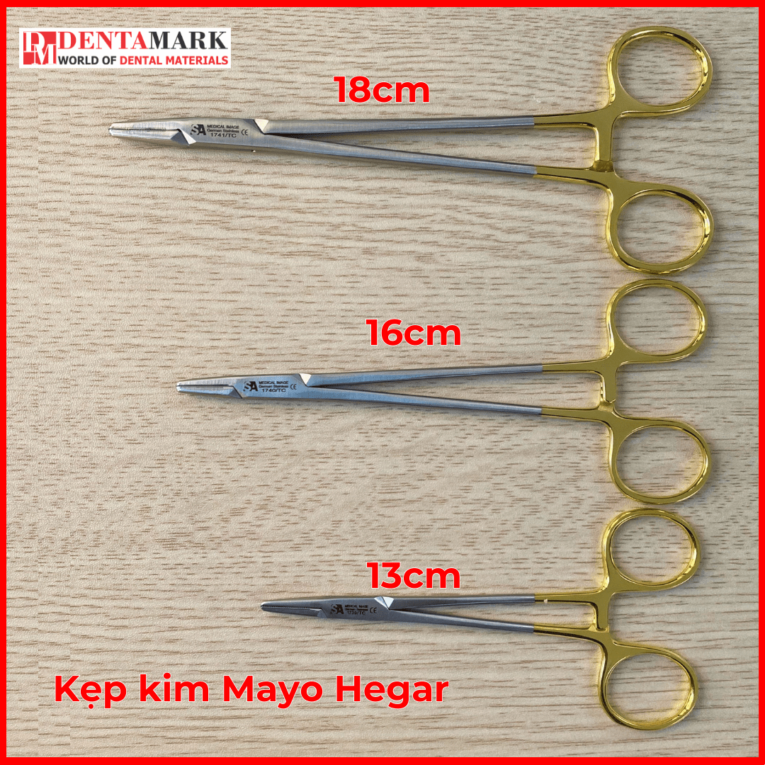 Kìm kẹp kim SA Medical Mayo Hegar TC/Gold 13cm/16cm/18cm