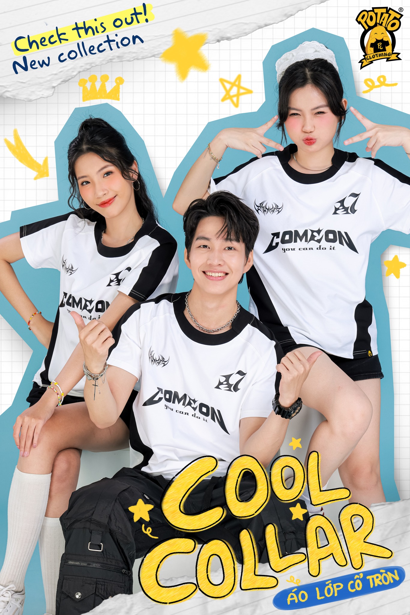 BST Áo thun Cool Collar trắng