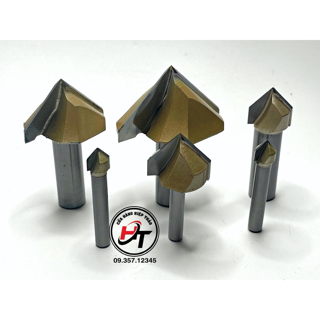 Mũi phay gỗ alu chữ V CNC vát 90 độ không bi Tideway cao cấp 0301 MSV-90-TW Kim khí Hiệp Thảo