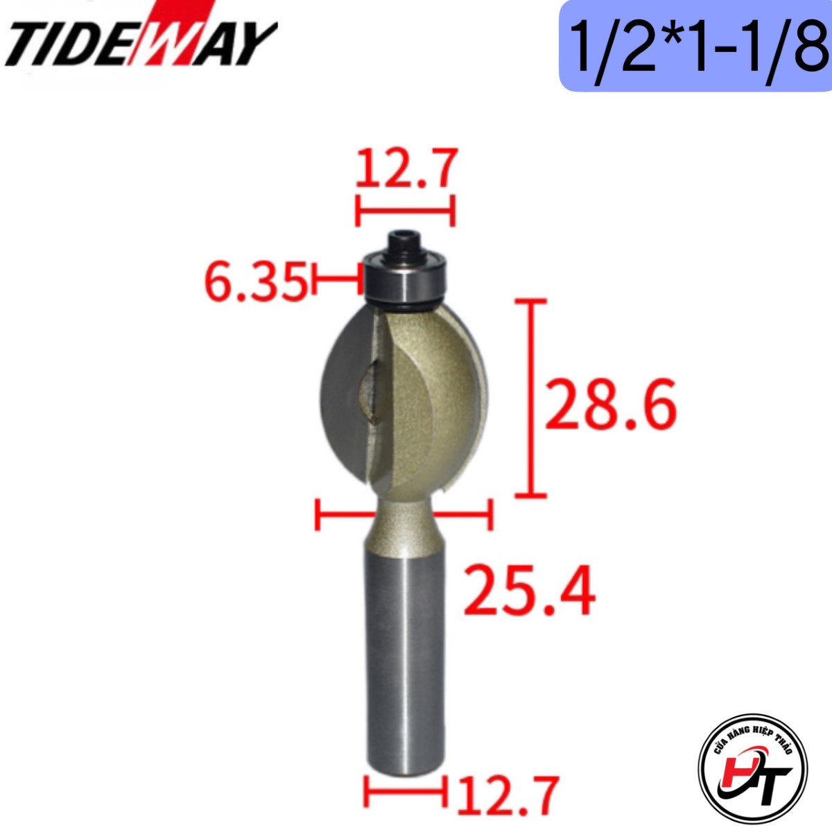 Mũi phay gỗ quả đào tròn có bi mũi soi cổ bi Tideway 1504 MSDB-TW Kim khí Hiệp Thảo
