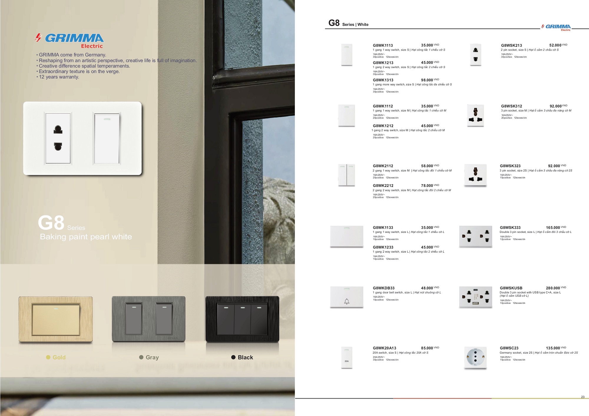 Catalogue báo giá thiết bị điện Grimma | CÔNG TY CỔ PHẦN GRIMMA ELECTRIC