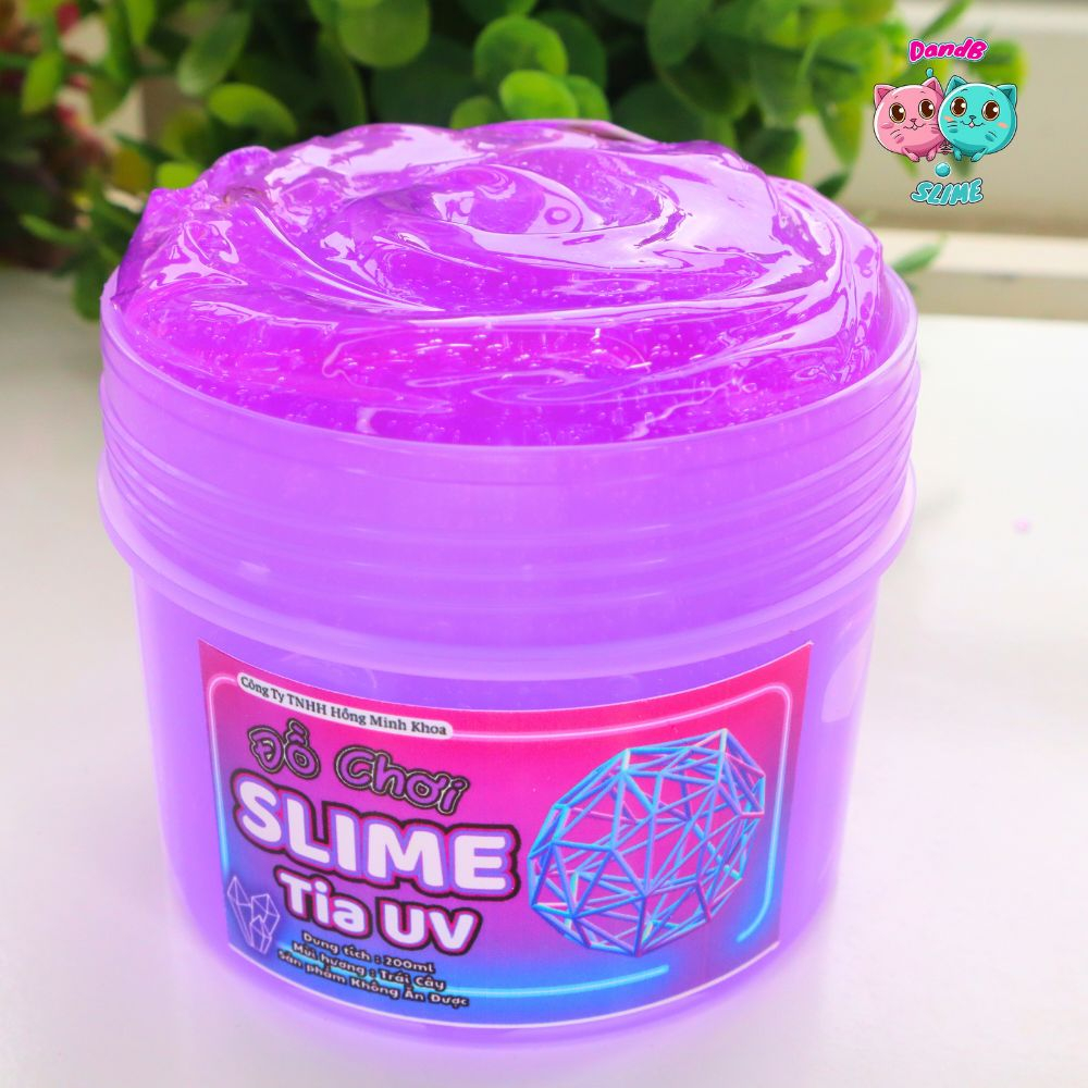 Slime Tia UV Có Màu Tím Ánh Xanh Được Tặng Kèm Chai Chất Làm Đông