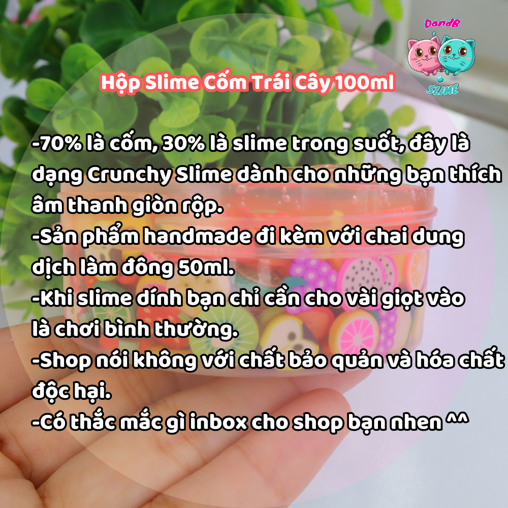 Đồ Chơi Clear Slime Mix với Cốm Trái Cây To 100ml / Crunchy Slime / Đồ ...