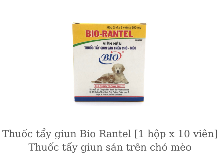Thuốc tẩy giun Bio Rantel [1 hộp x 10 viên] Thuốc tẩy giun sán trên chó ...