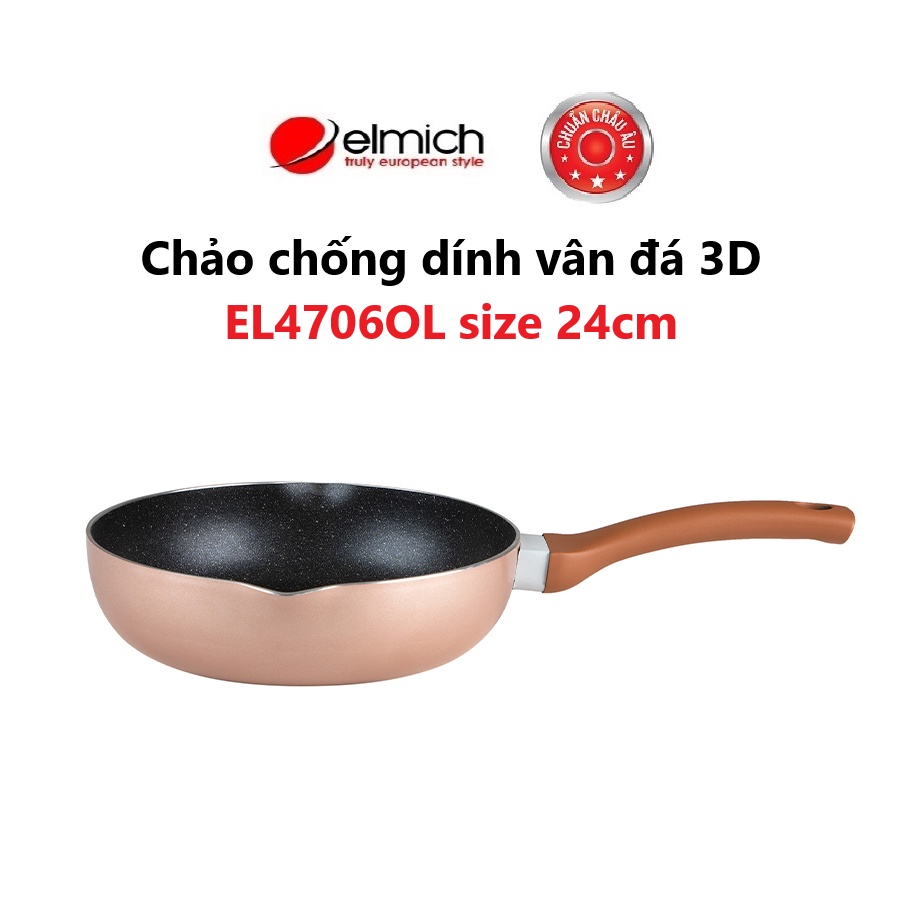 Chảo chống dính vân đá 3D EL4706OL size 24cm partner.elmich