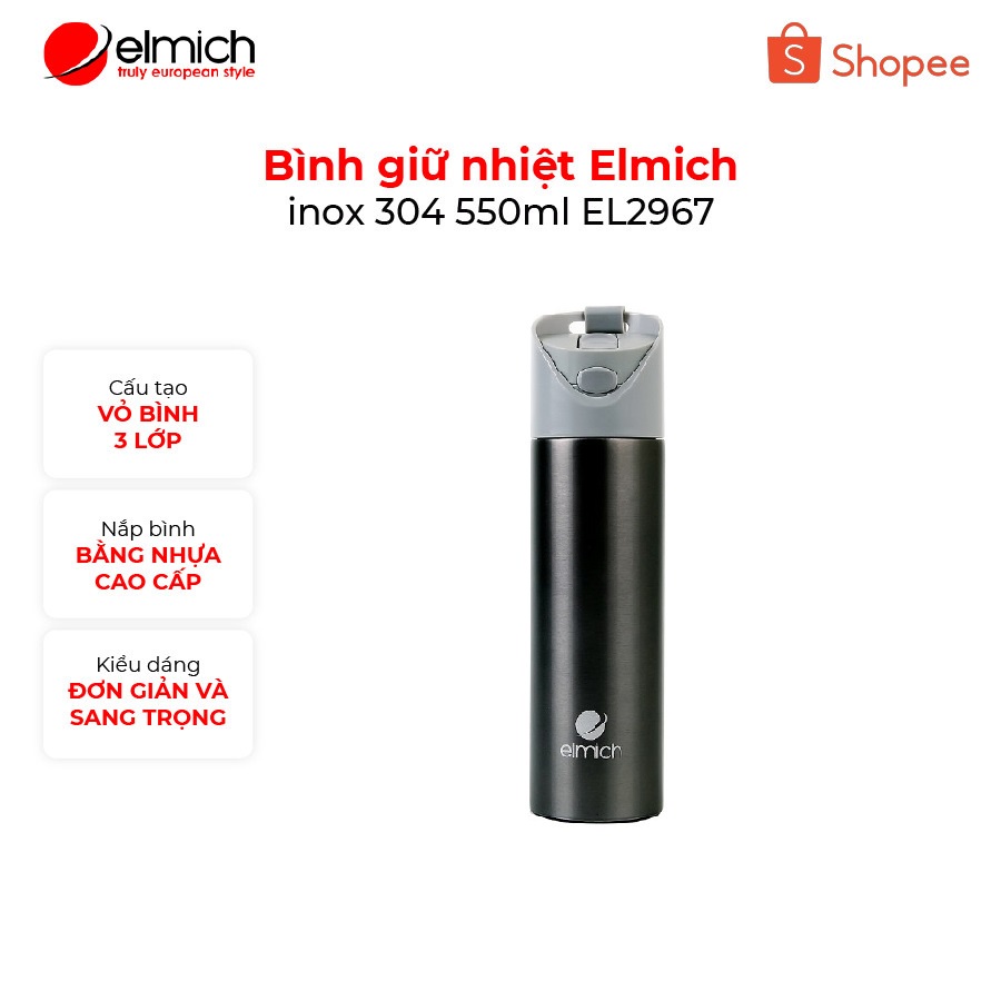 Bình giữ nhiệt Elmich inox 304 550ml EL2967 yeuelmich