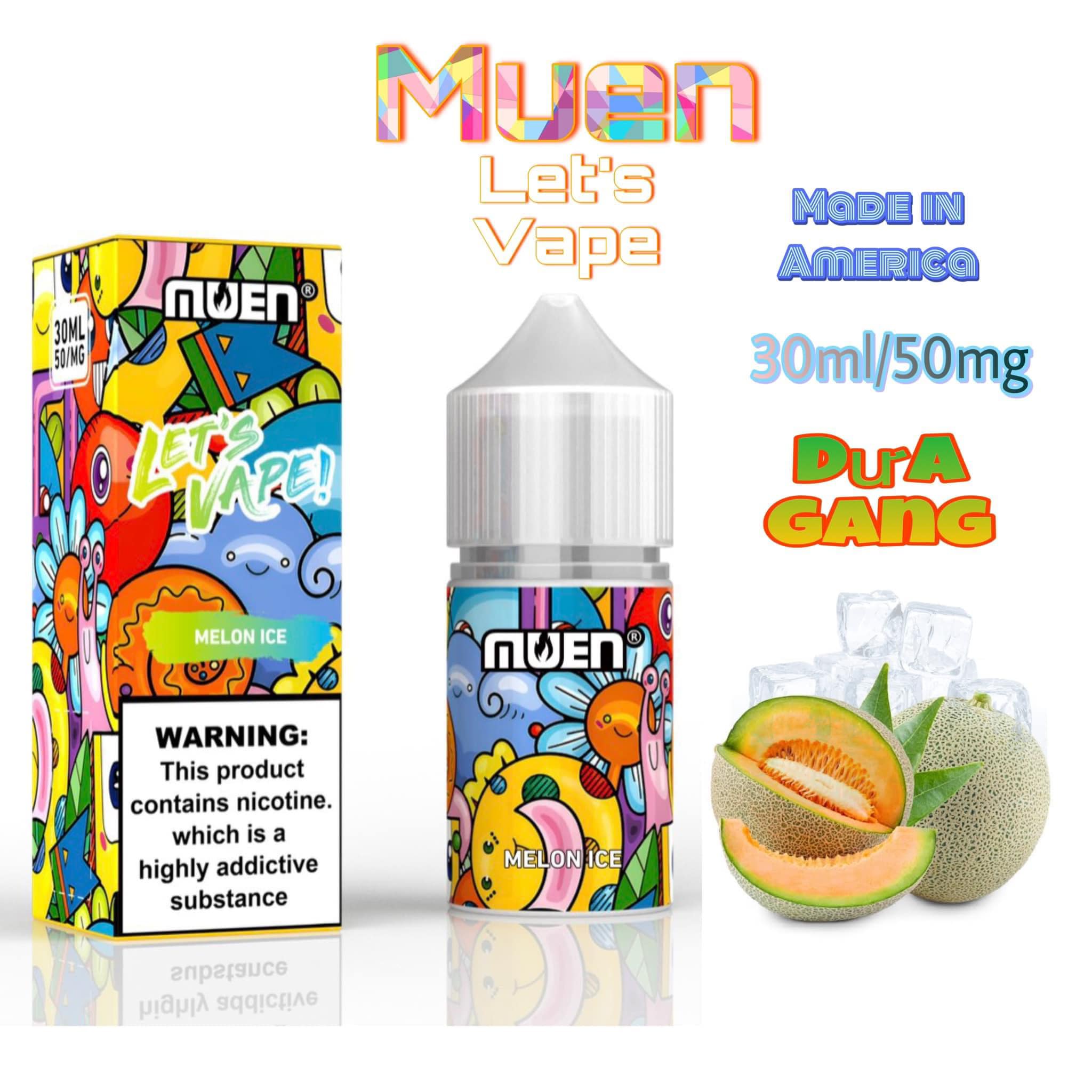 Muen Melon Ice Dưa Lưới Lạnh Saltnic 30ml 50mg