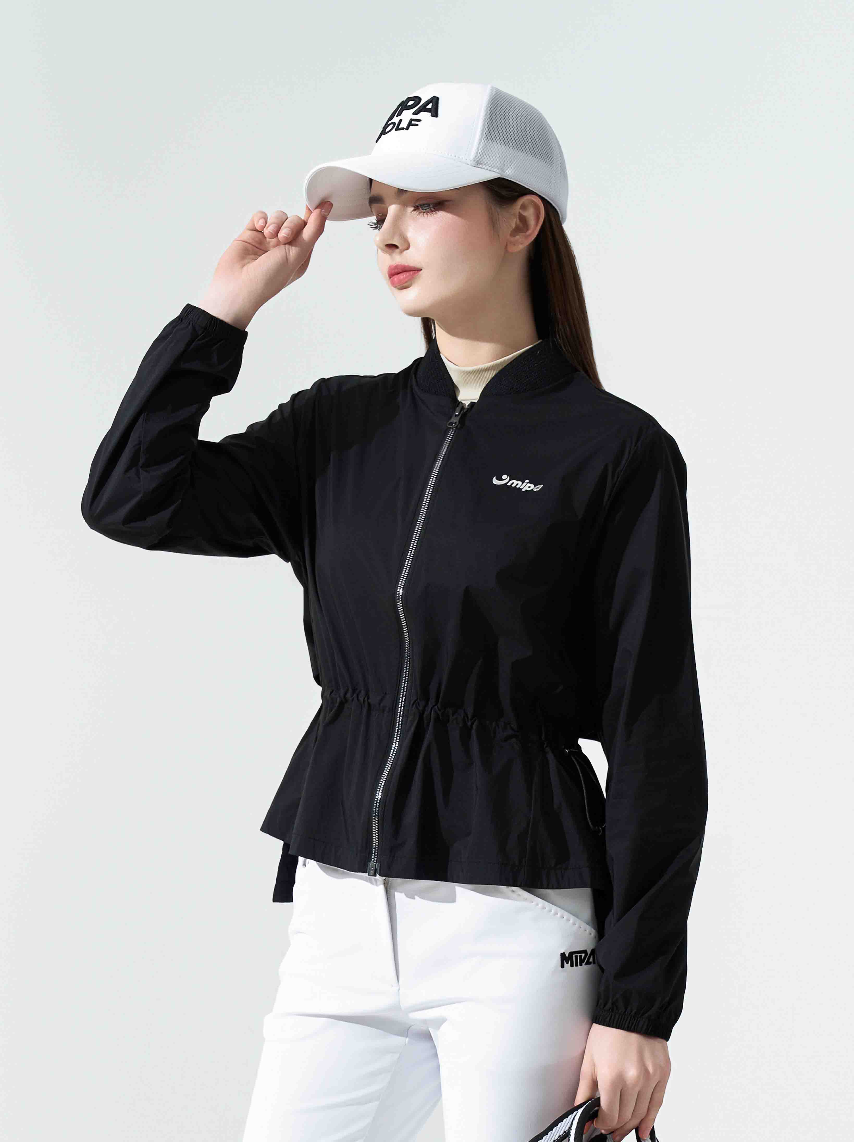 Giselle Women's Golf Jacket Solid Color Black Giselle Women's Golf Jacket Solid Color Black