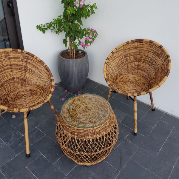 Bàn Ghế Mây Nhựa MN02