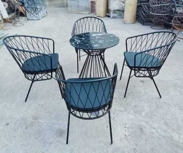 Bộ Bàn Ghế Cafe 4 Ghế Sắt Ngoài Trời CF01