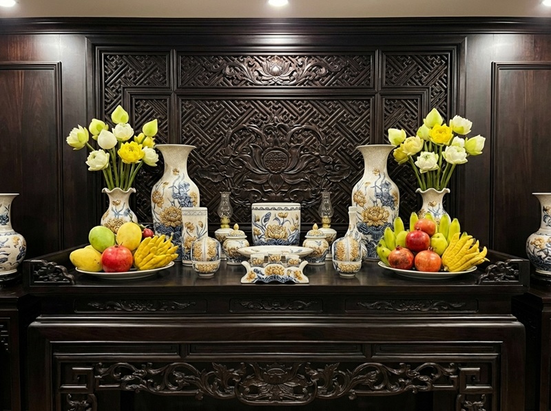 Tìm hiểu Bộ đồ thờ men rạn Gốm Sứ Bát Tràng Cao Cấp