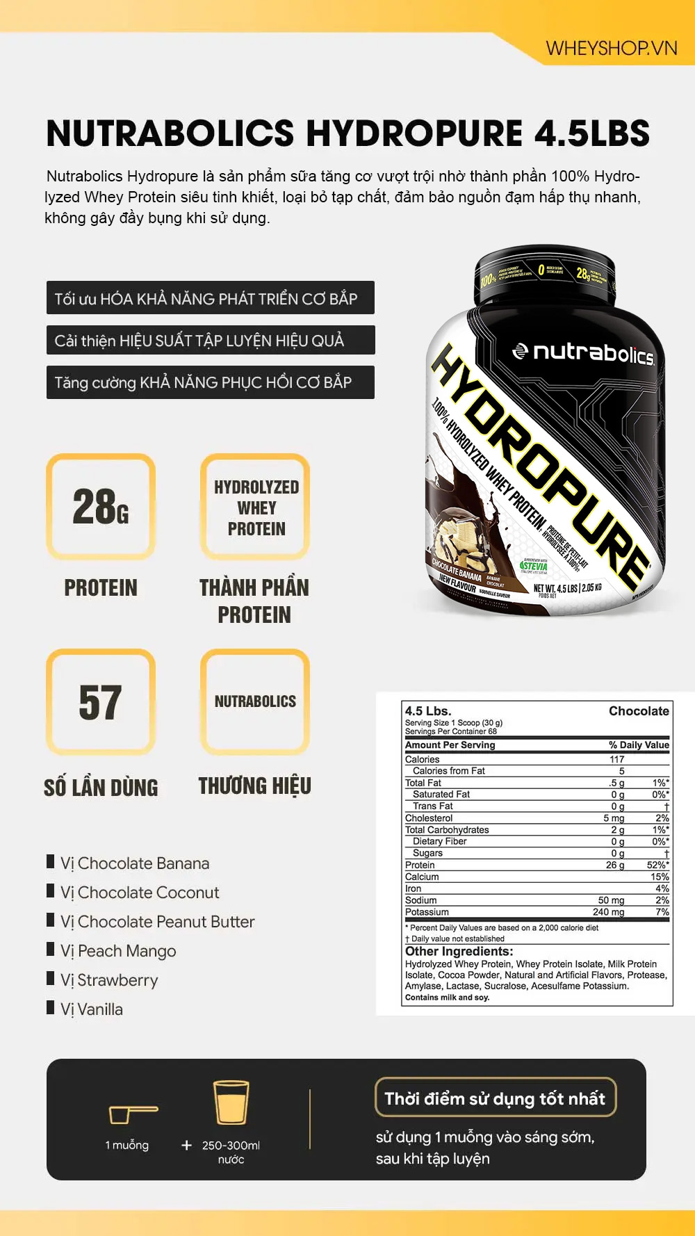 NutraBolics Hydropure 4.5Lbs - Giá tốt + kèm quà tặng