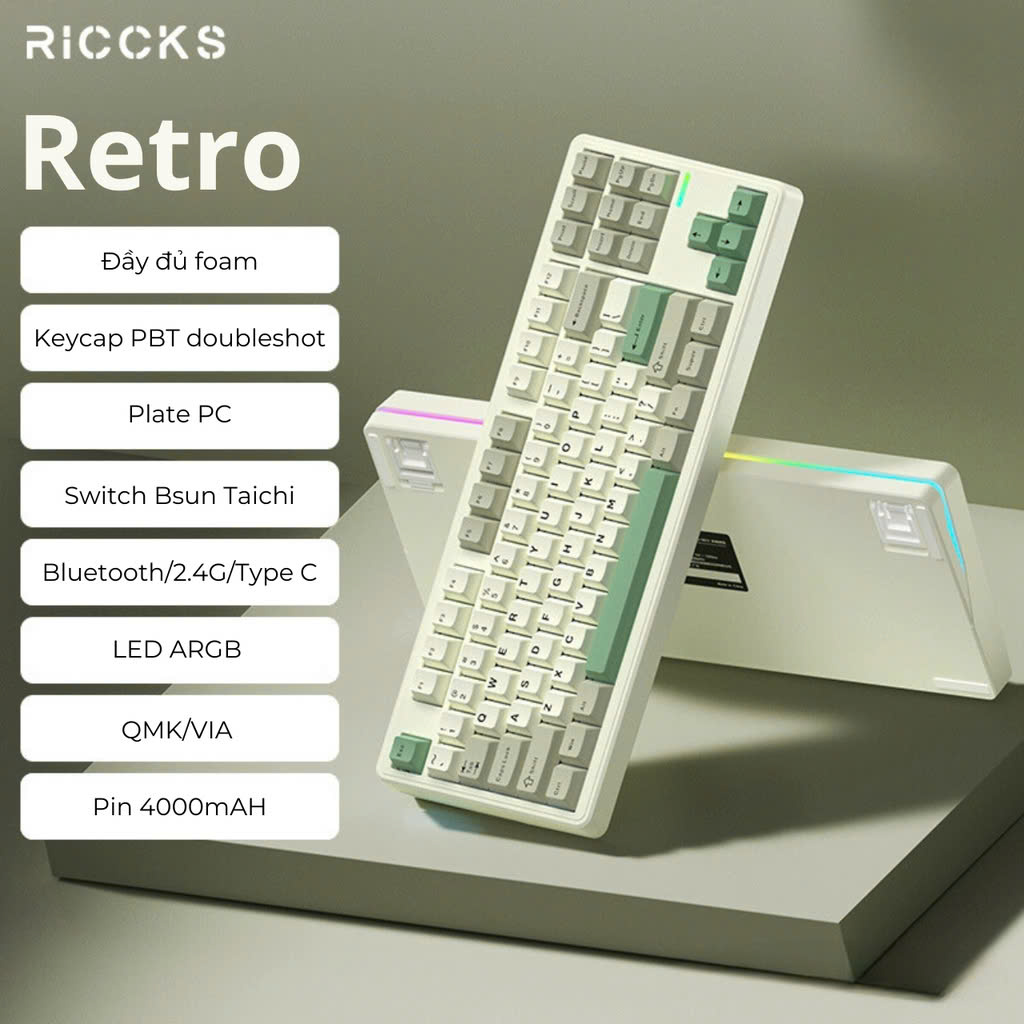 Bàn phím cơ Riccks RS8 - Layout TKL hỗ trợ QMK/VIA quốc dân mới