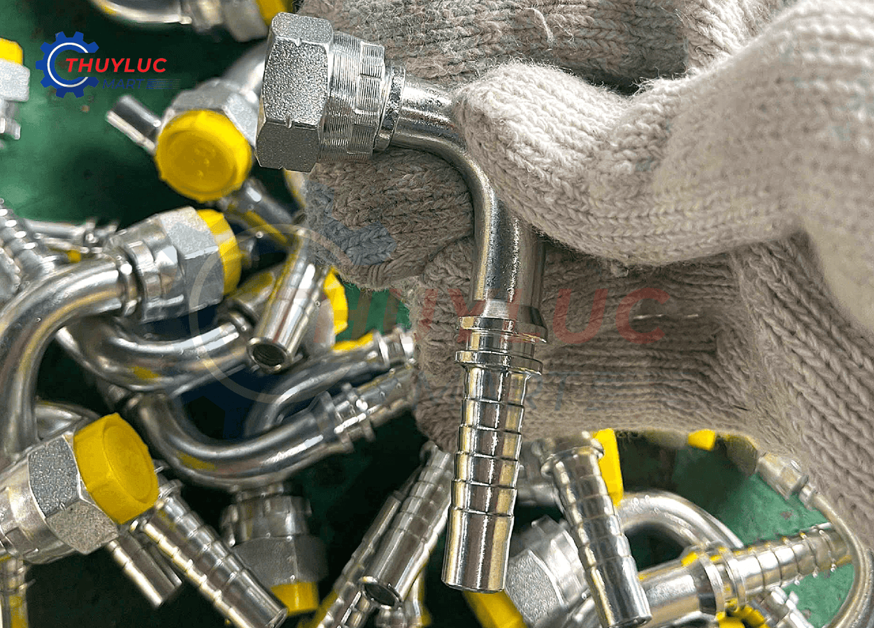 Đầu cong 90 độ thép ren BSPP 3/8 kết nối linh hoạt cho hệ thống thủy l