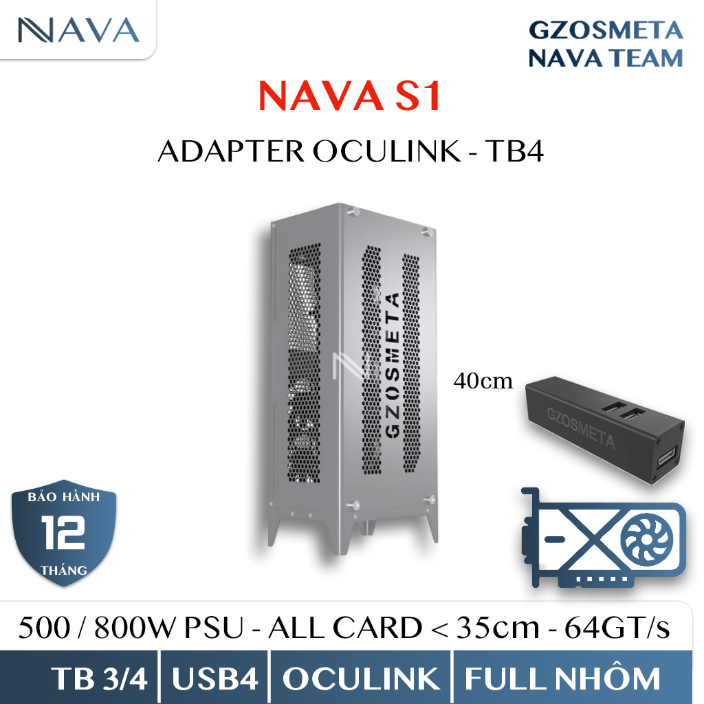 EGPU OSMETA NAVA S1 - S2 | Vỏ hoàn toàn bằng nhôm | Có thể kết nối với Thinkbook TGX NAVA STORE