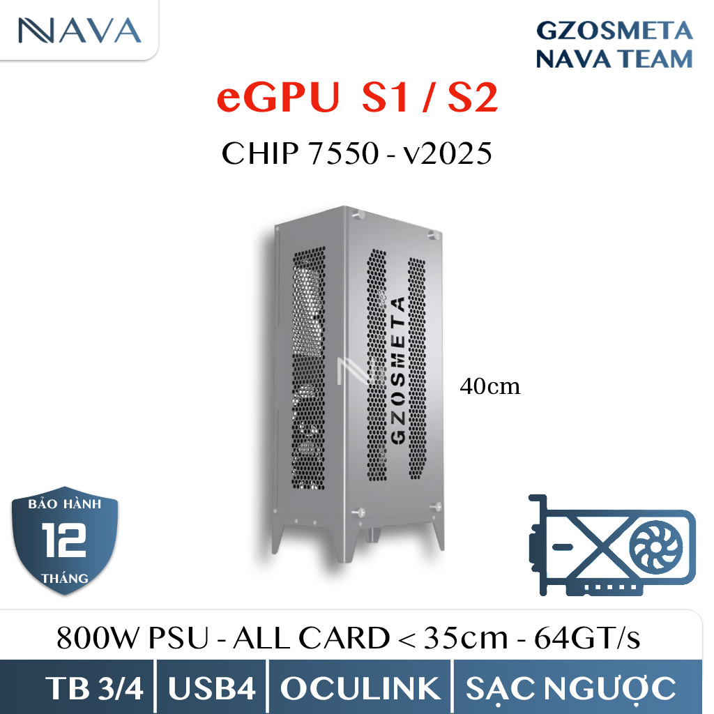 EGPU OSMETA NAVA S1 - S2 | Vỏ hoàn toàn bằng nhôm | Có thể kết nối với Thinkbook TGX NAVA STORE