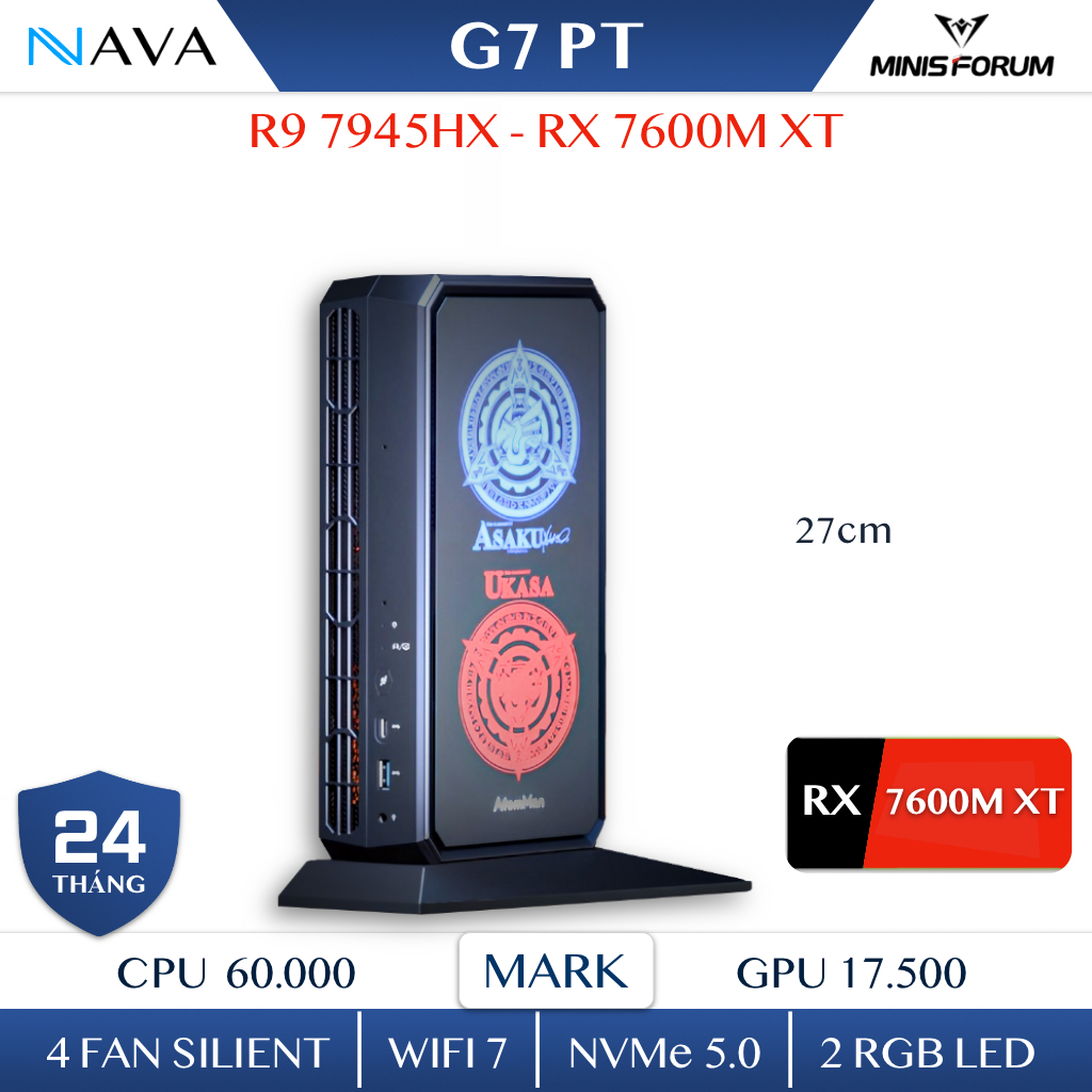 AtomMan G7 PT Mini PC Gaming AMD AI R9 7945HX Radeon 7600M Minisforum ...