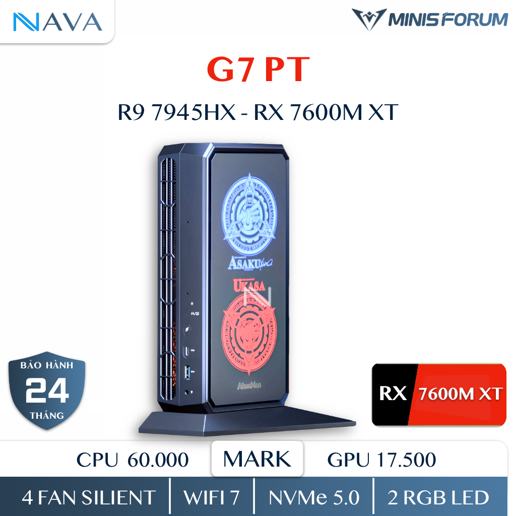 AtomMan G7 PT Mini PC Gaming AMD AI R9 7945HX Radeon 7600M Minisforum ...