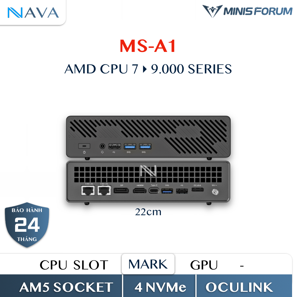 Minisforum MS-A1 AMD Ryzen 7000 đến 9000 series Desktop socket AM5⏐Mini ...