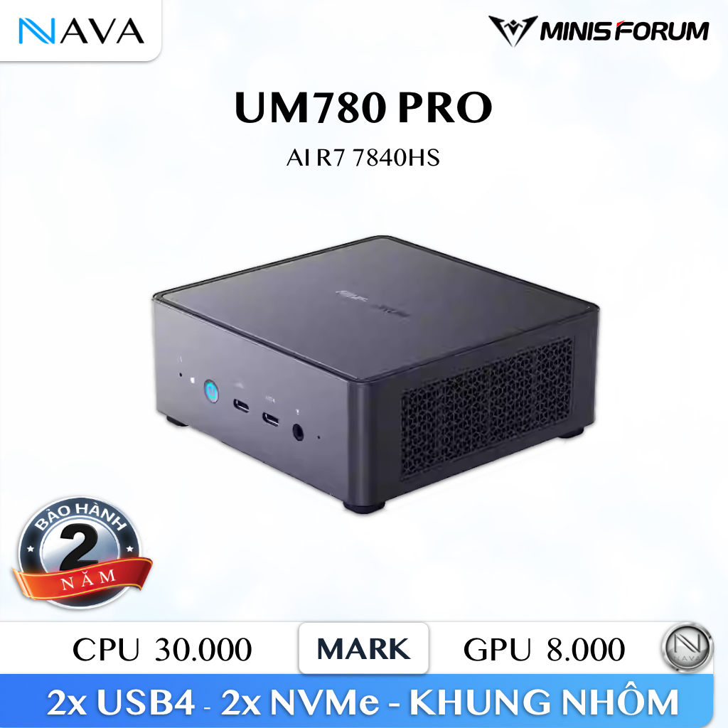 Minisforum UM780 PRO Mini PC Gaming AMD Ryzen 7 7840HS Radeon 780M Máy tính 780 R7 NAVA NAVA STORE