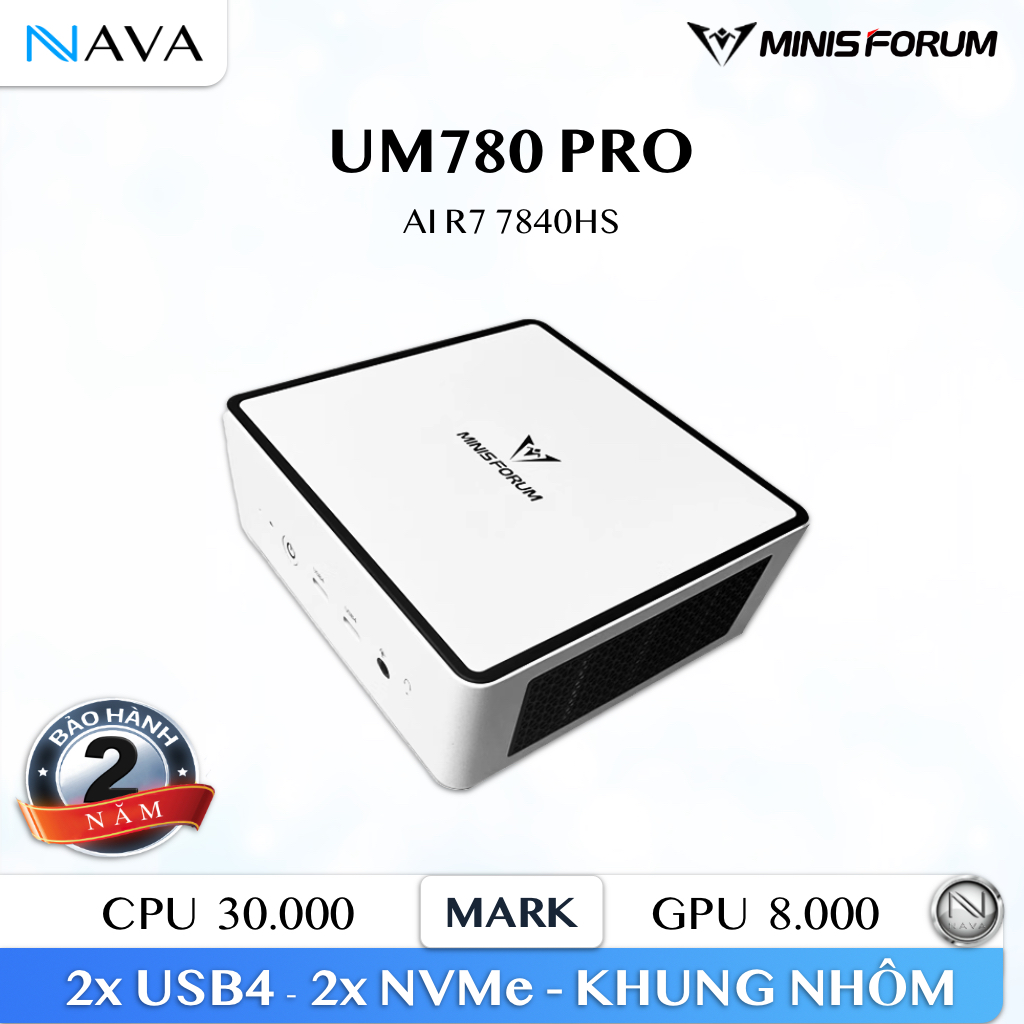 Minisforum UM780 PRO Mini PC Gaming AMD Ryzen 7 7840HS Radeon 780M Máy tính 780 R7 NAVA NAVA STORE