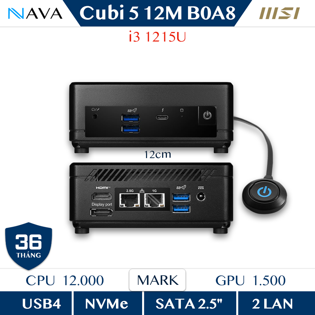 Mini PC MSI Cubi 5 12M B0A8 i3 1215U hiệu năng mạnh mẽ nhỏ gọn kết nối ...