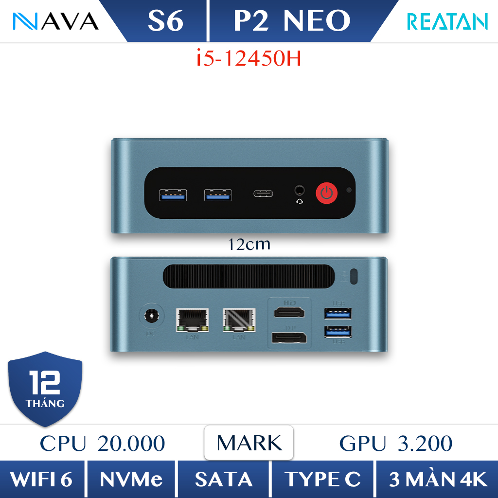 REATAN S6 Mini PC – Máy Tính Mini Intel Core i5-12450H 8C/12T 4.4GHz ...