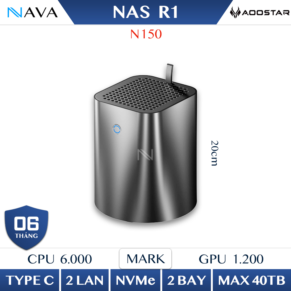 AOOSTAR R1 2 Bay 40TB Lưu trữ Nas Intel N150 Mini PC NAVA STORE
