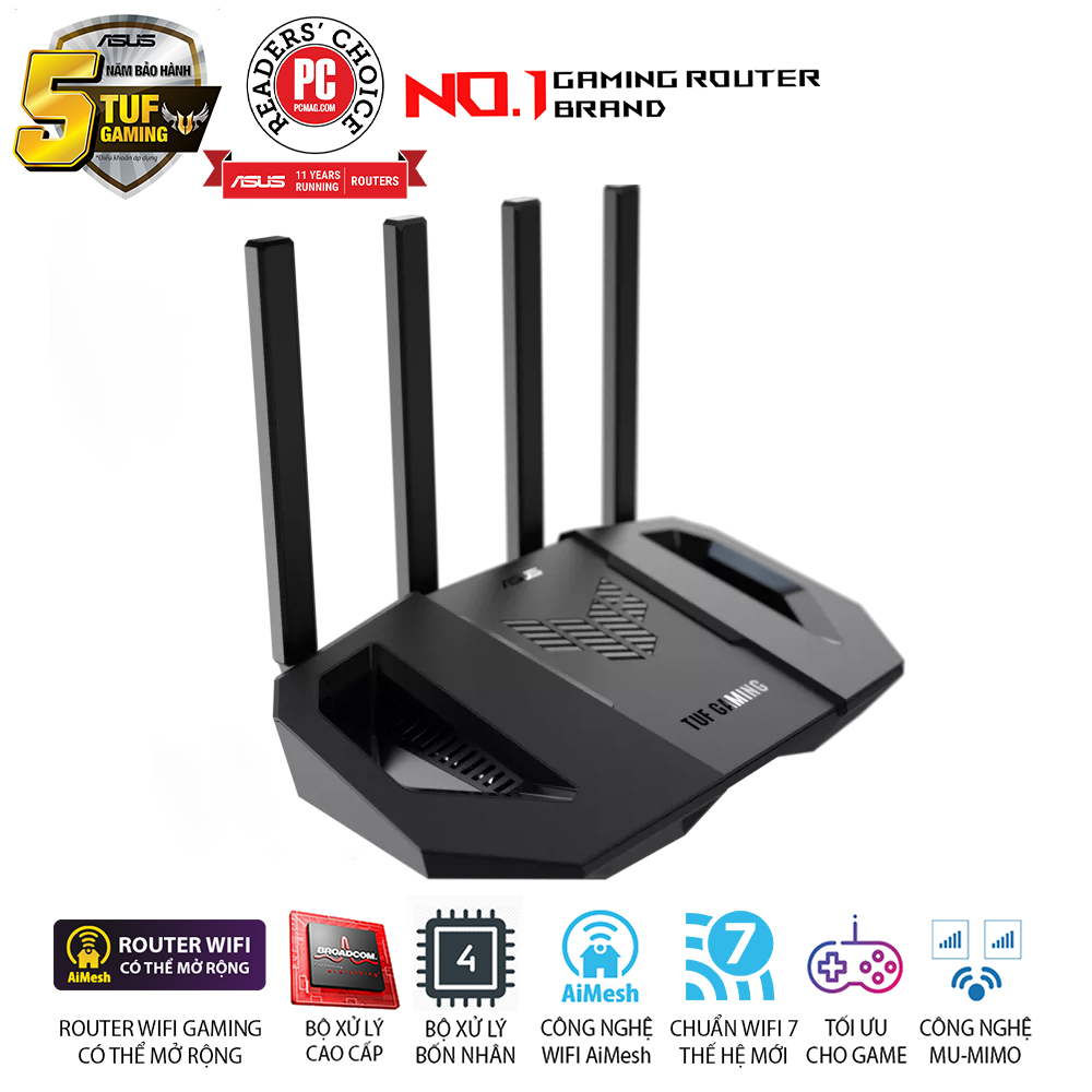 ASUS TUF GAMING BE3600 (Gaming Router) Wifi BE6500 2 băng tần, router ...
