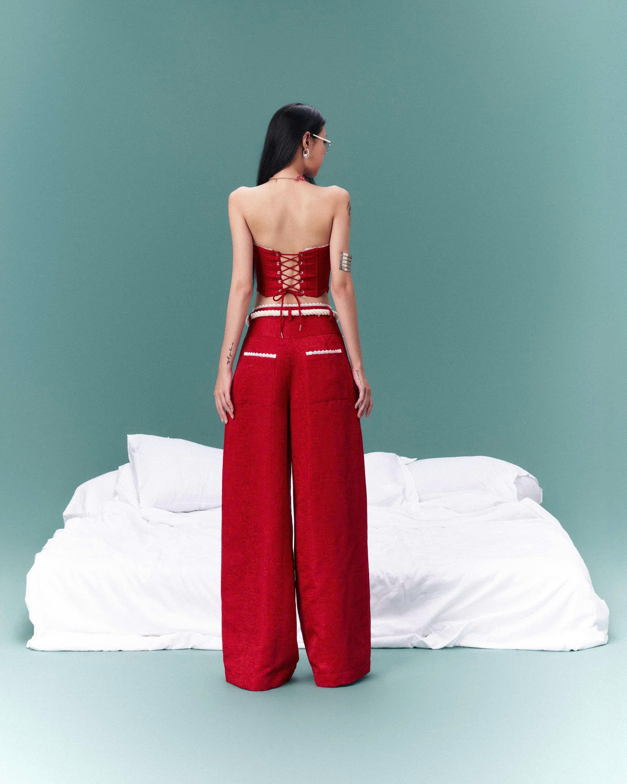 Quần dài gấm đỏ ống rộng - Red Shark Pants– So Dope Club - Local Brand ...