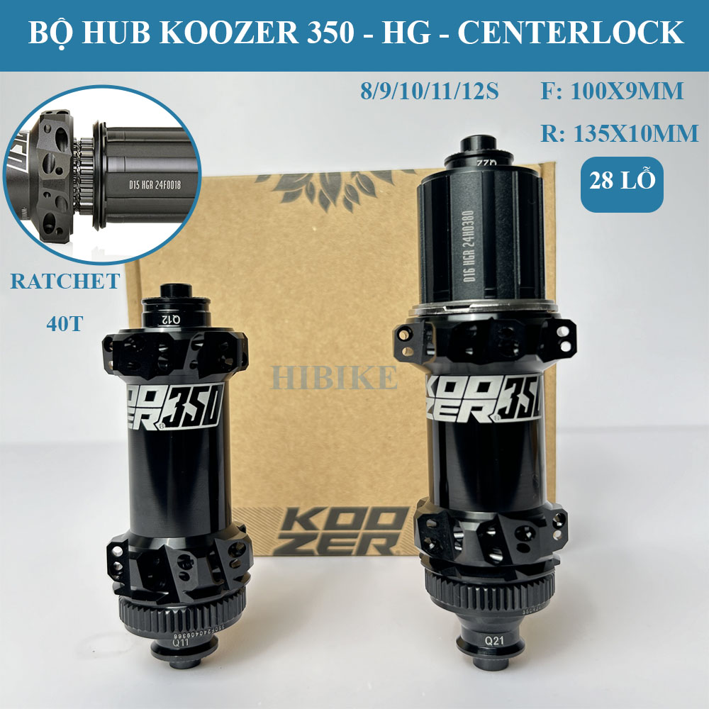 Bộ Hub KOOZER 350 Ratchet 40T 28 Lỗ - Phanh Đĩa Centerlock - Tăm Thẳng