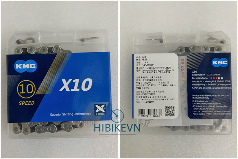 Xích xe đạp KMC X10 116L FULLBOX
