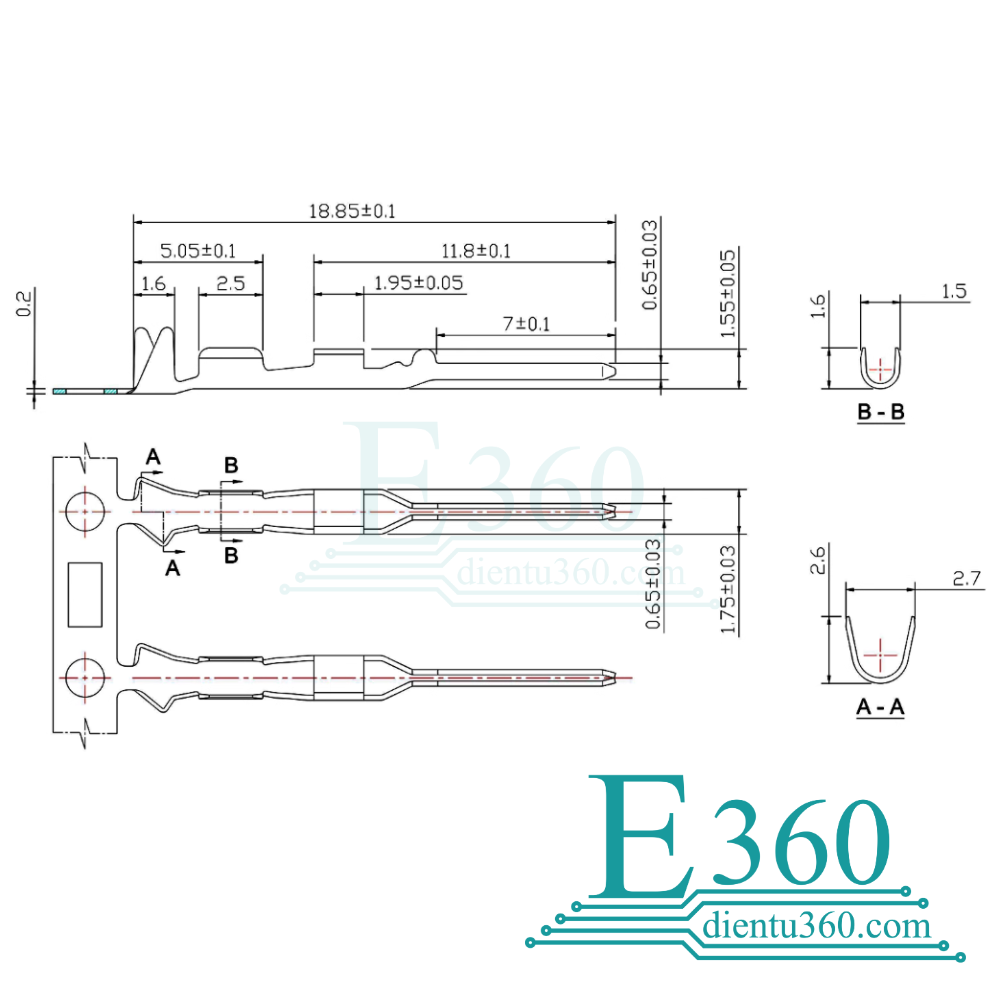 Lõi Header Dupont 2.54mm Đực (10c) Điện Tử 360(E360)