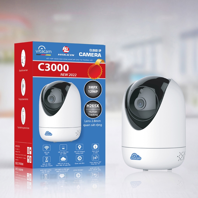 Camera IP wifi Vitacam C3000 3.0MPX FullHD+ phân giải 1296P x 1080 ...