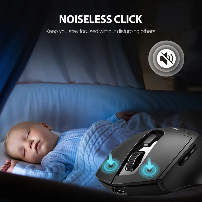 Chuột không dây pin sạc INPHIC DR01 hỗ trợ wireless kiêm bluetooth 4.0 / 5.0 - Silent click ...