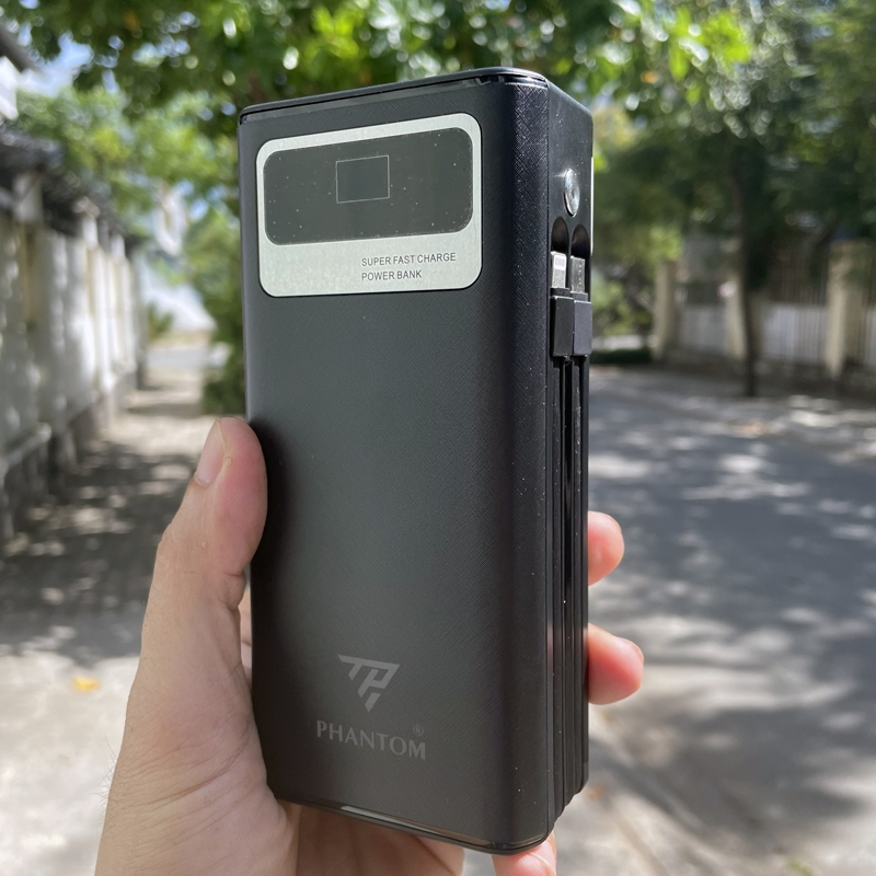 Pin dự phòng sạc nhanh PHANTOM P13 đèn pin 30000mAh - tích hợp 4 cáp hỗ ...