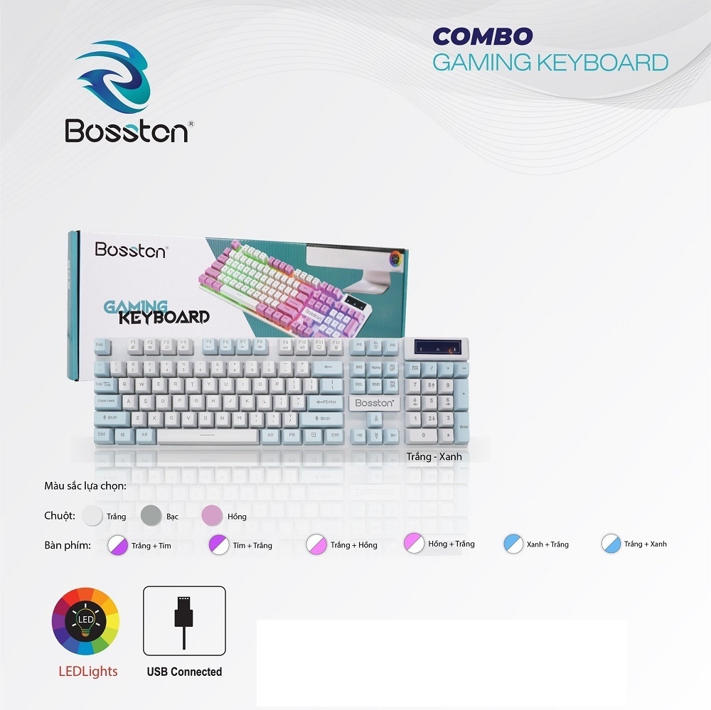 Bàn phím giả cơ chuyên game Bosston 803 Led đa màu Nhất Tín Computer