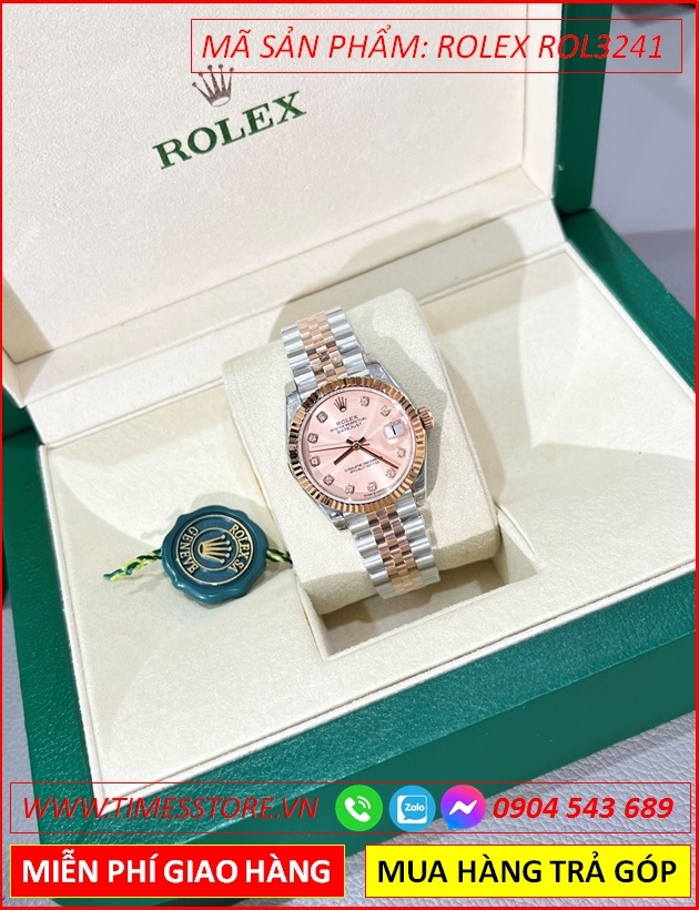 Wow Đẹp quá ️Đồng Hồ Nữ Rolex F1 Mặt Hồng Niềng Khía