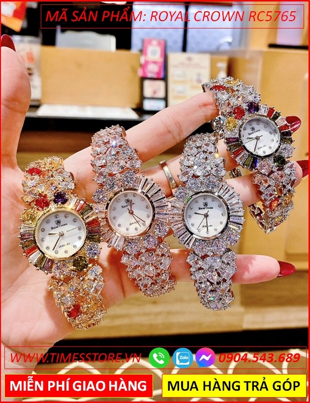 Wow Đẹp quá ️Đồng hồ Nữ Royal Crown Full Đá Nhiều Màu