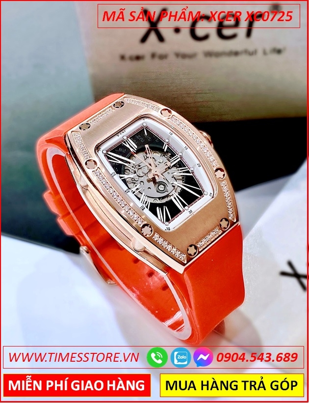 Wow Đẹp quá ️Đồng Hồ Nữ Xcer Rose Gold Dây Cao Su Đỏ