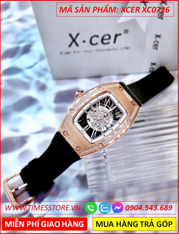 Wow Đẹp quá ️Đồng Hồ Nữ Xcer Automatic Dây Cao Su Đen