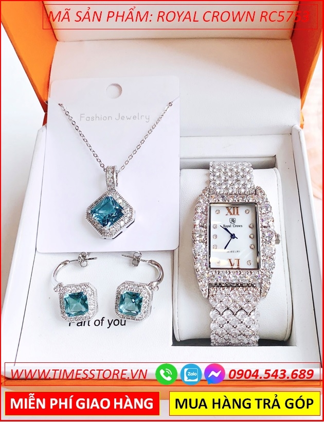 Wow Đẹp quá ️Set Đồng hồ Nữ Royal Crown Dây Kim Loại