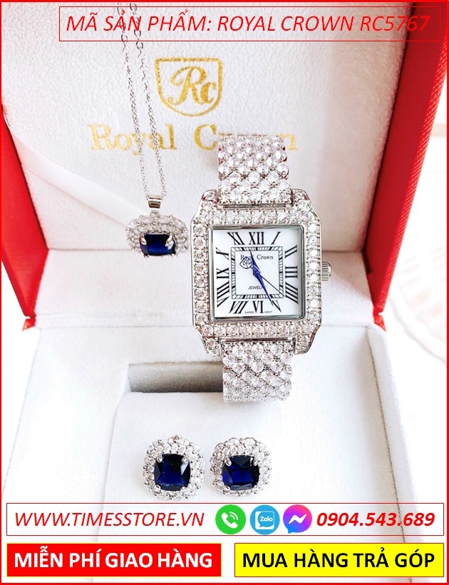 Wow Đẹp quá ️Set Đồng hồ Nữ Royal Crown Dây Kim Loại