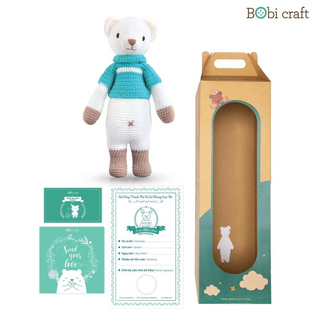 Gấu Bobbie đứng (Len-Màu) | Bobi Craft | The Art of Big Dreams