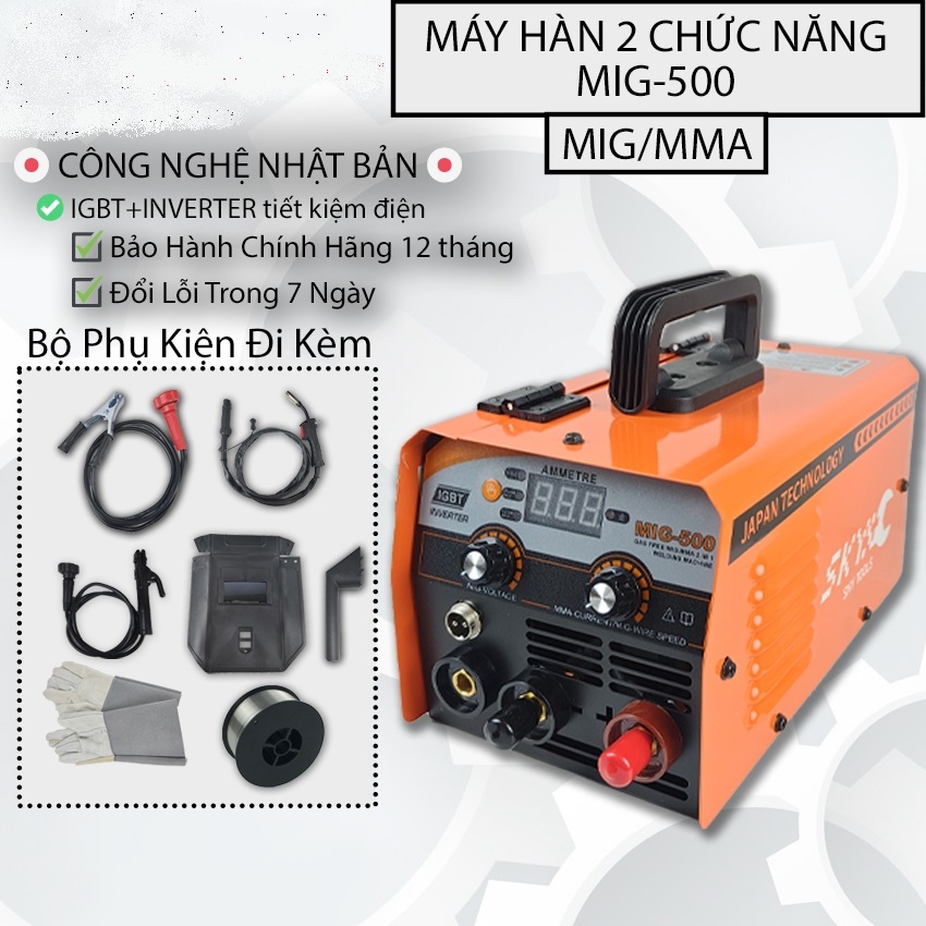 Máy Hàn mini 2 Chức Năng MIG + Que Máy hàn Mig 500 | Giải Pháp Chung