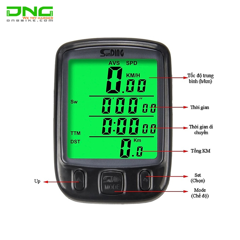 Đồng hồ gắn ghi đông xe đạp SUNDING SD-563A Có dây | Nhà phân phối xe đạp thể thao Dngbike.com
