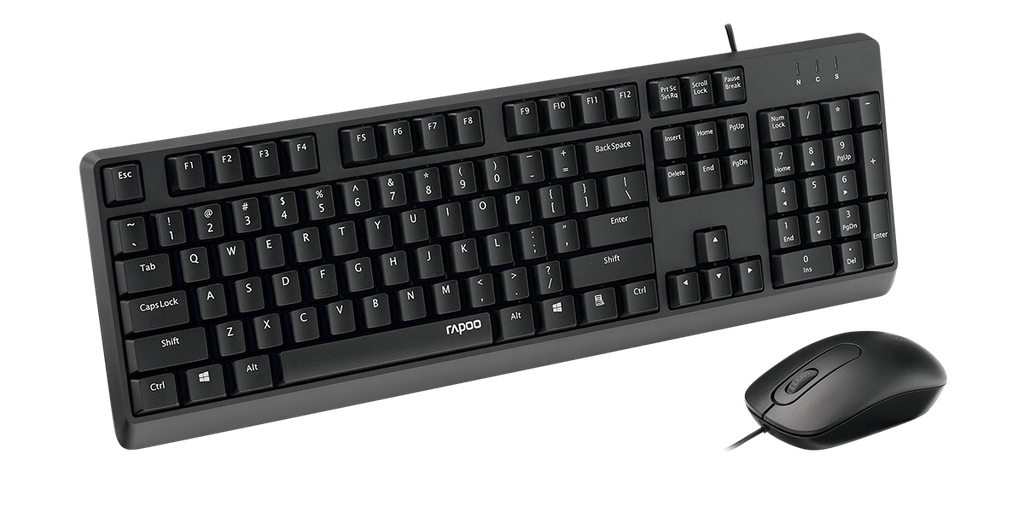 Bộ Bàn Phím Chuột Có Dây Rapoo NX1500 - Màu Đen, Full Size, 1000DPI